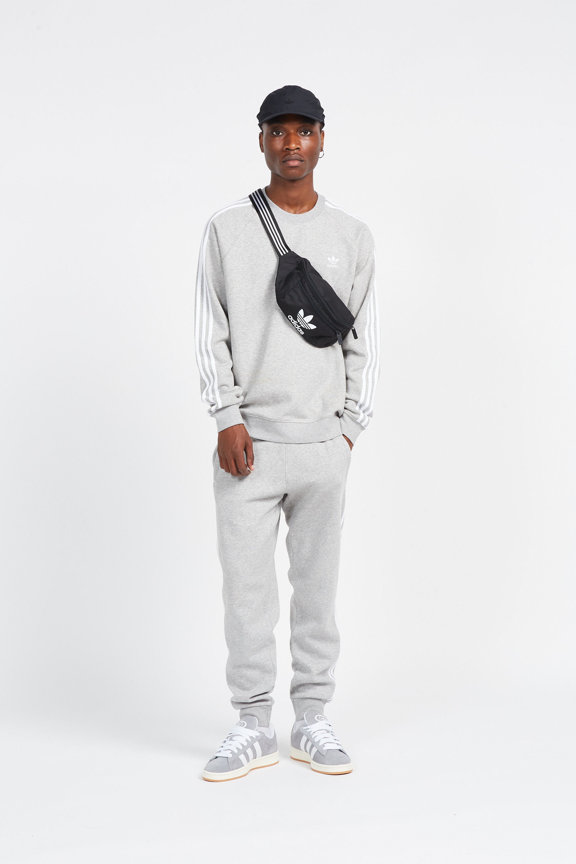 Sweat 3-stripes Crew Gris Adidas - Homme | Citadium